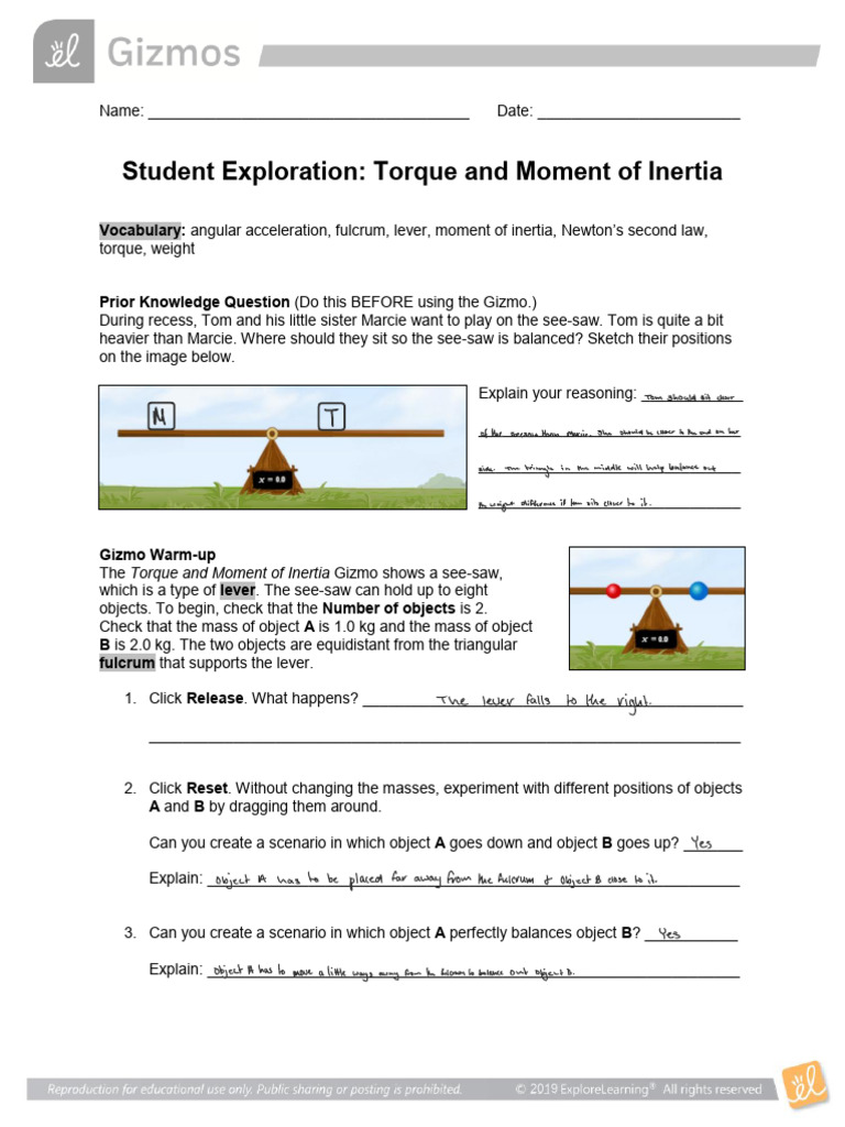 TorqueMomentInertiaSE | PDF | Torque | Weight