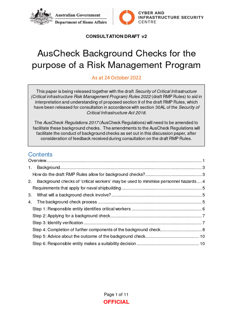 AusCheck Background Checks Guide | PDF | Criminal Record | Background Check
