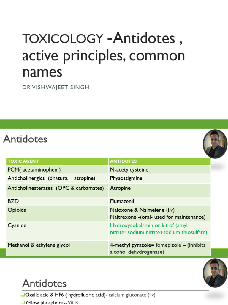 Essential Antidotes for Toxic Agents | PDF | Drugs