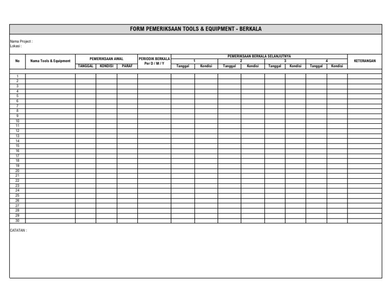 Form Checklist Pemeriksaan Alat | PDF