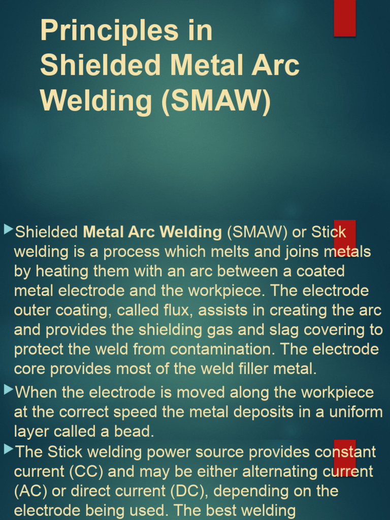 Principles in Shielded Metal Arc Welding (SMAW | PDF | Welding ...