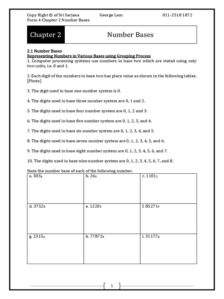 Chapter 2 Number Bases | Download Free PDF | Numbers | Decimal