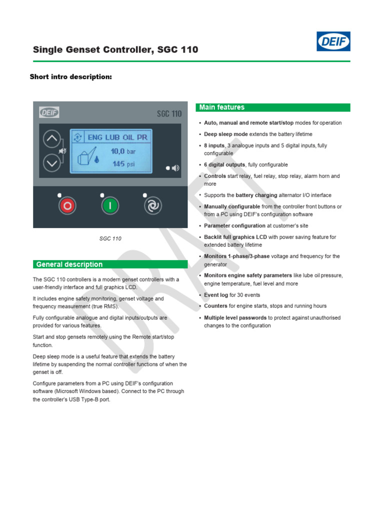 SGC 110 Data Sheet | PDF | Alternating Current | Power Supply