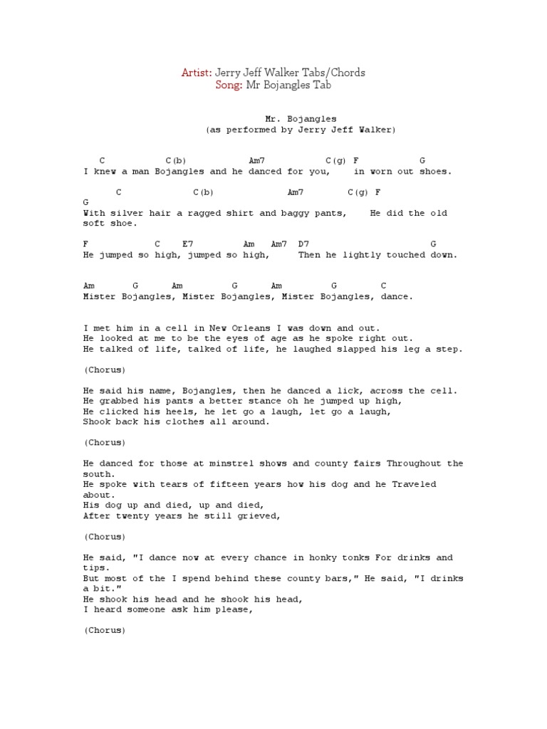Mr. Bojangles Lyrics and Chords | PDF | Art