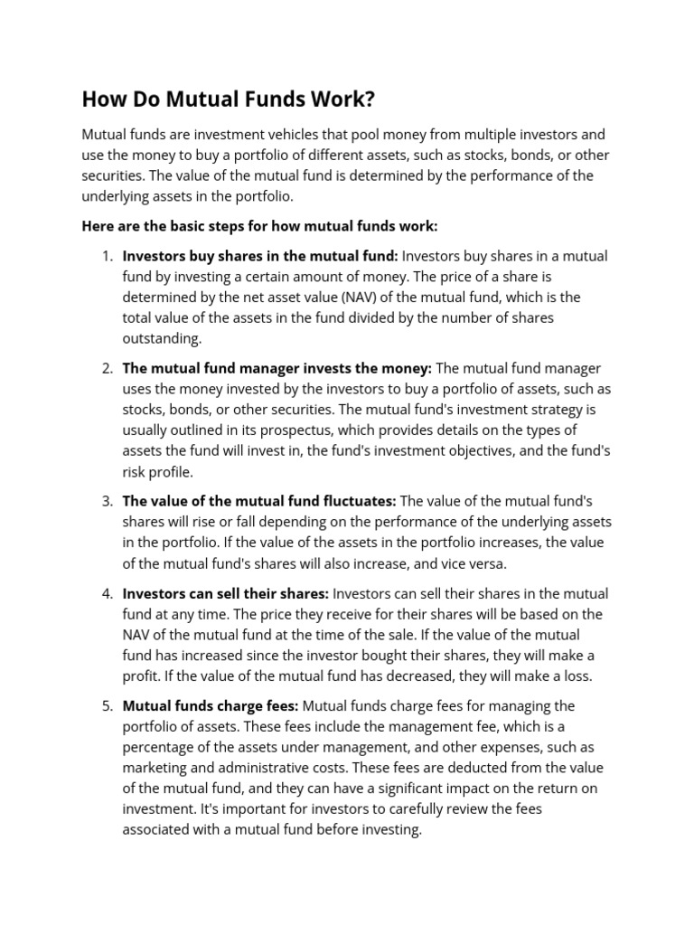 How Do Mutual Funds Work | PDF | Investment Fund | Mutual Funds