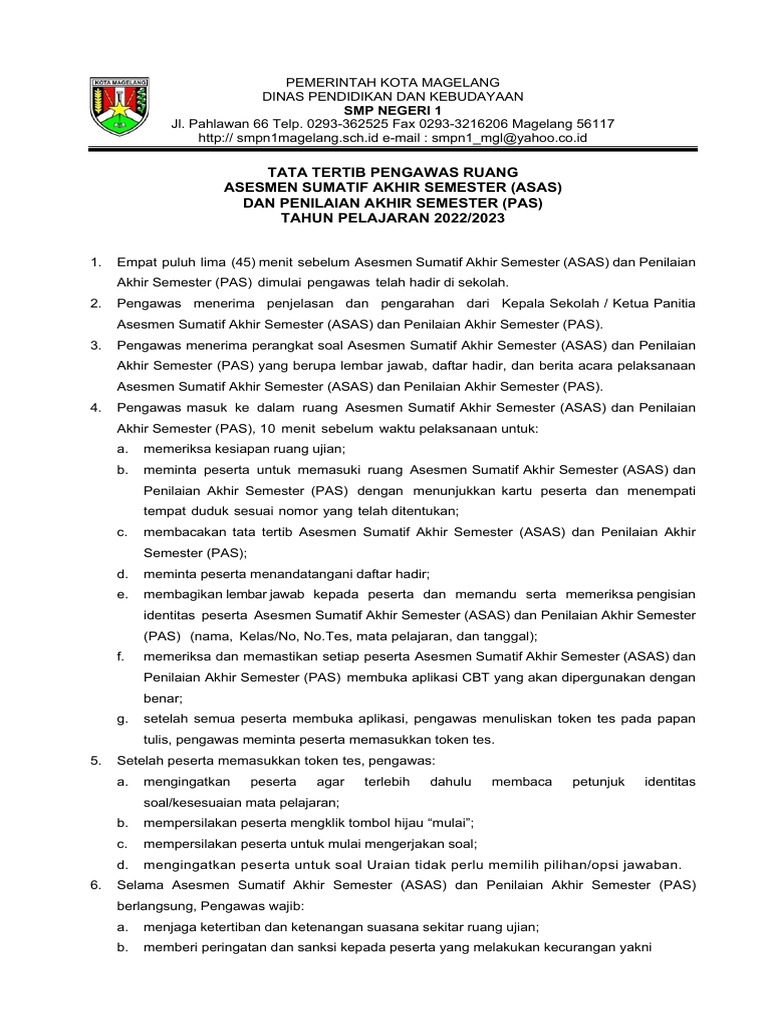 TATA TERTIB PESERTA DAN PENGAWAS - Rev | PDF