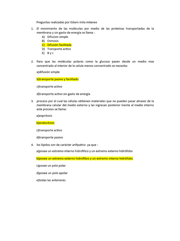 Bioquimica Ii Banco de Preguntas Examen Final | PDF | Sistema inmune | Hormona