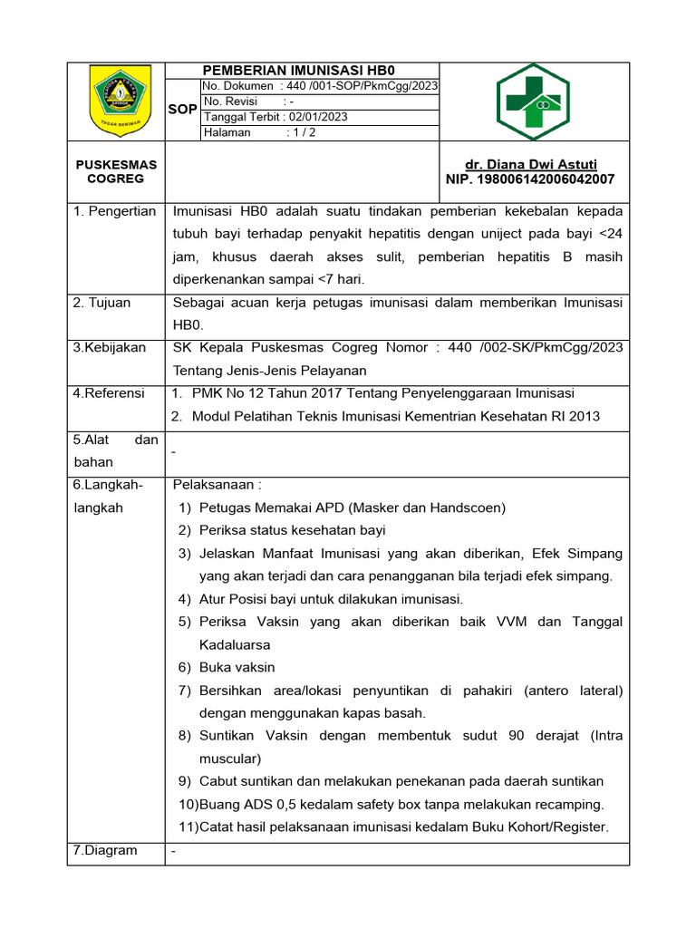 4.3.1 Sop Imunisasi Hb0 | PDF | Sains & Matematika