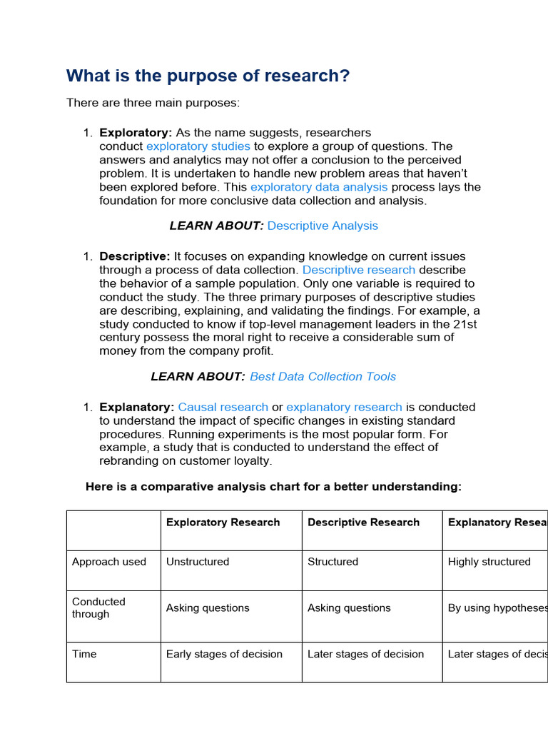 Understanding Research Purposes | PDF | Data | Methodology