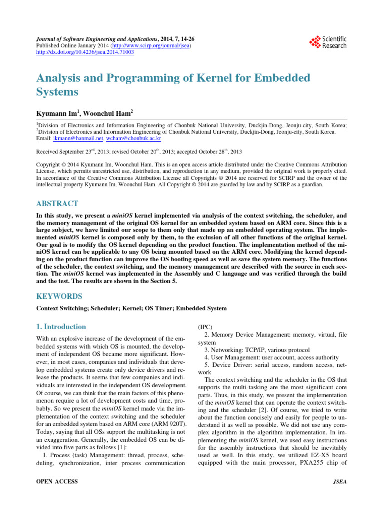 Analysis and Programming of Kernel For Embedded Systems | PDF | Process ...