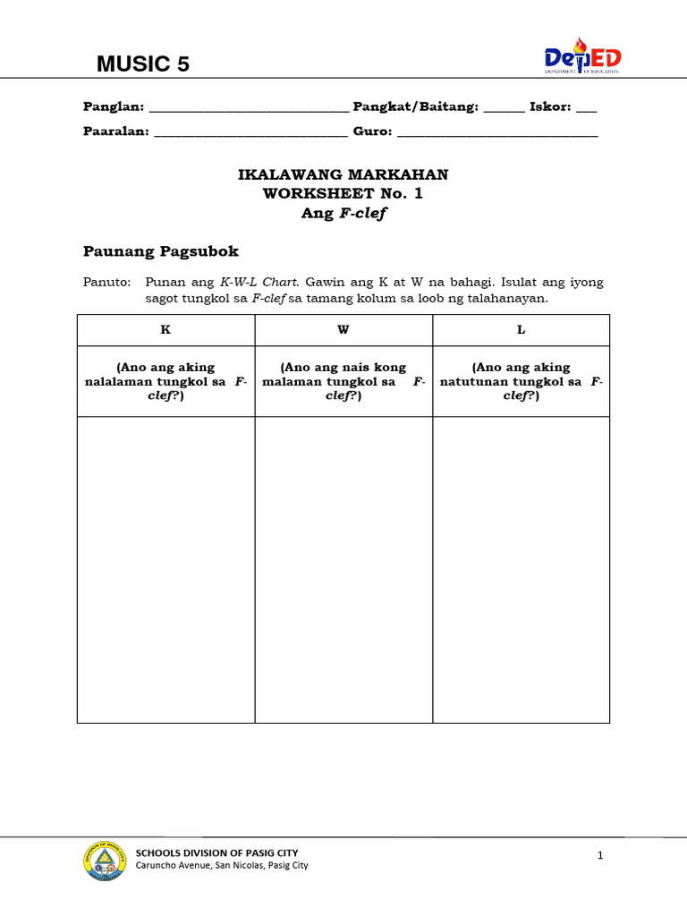 MUSIC 5 - Q2 - DW1 | PDF