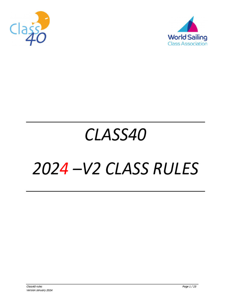 Class 40 Class Rules 2024-V2 | PDF | Hull (Watercraft) | Sail