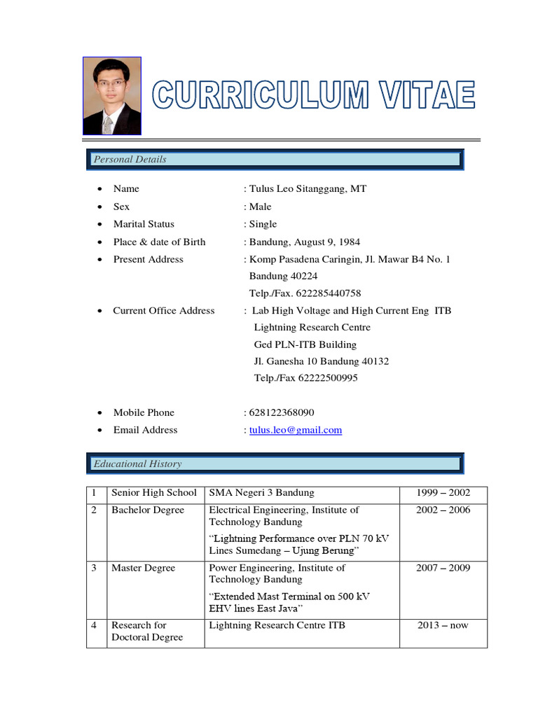 CV Tulus Leo Lama | PDF | Electrical Substation | Electromagnetism