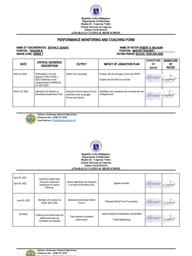 Coaching and Monitoring Form 1 Math | PDF | Teachers | Lesson Plan