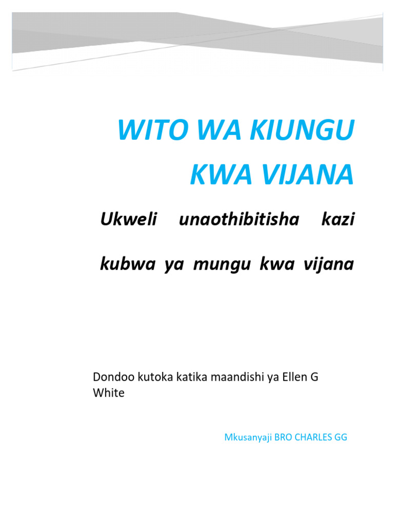 Mwito Wa Kiungu Kwa Vijana 78 | PDF