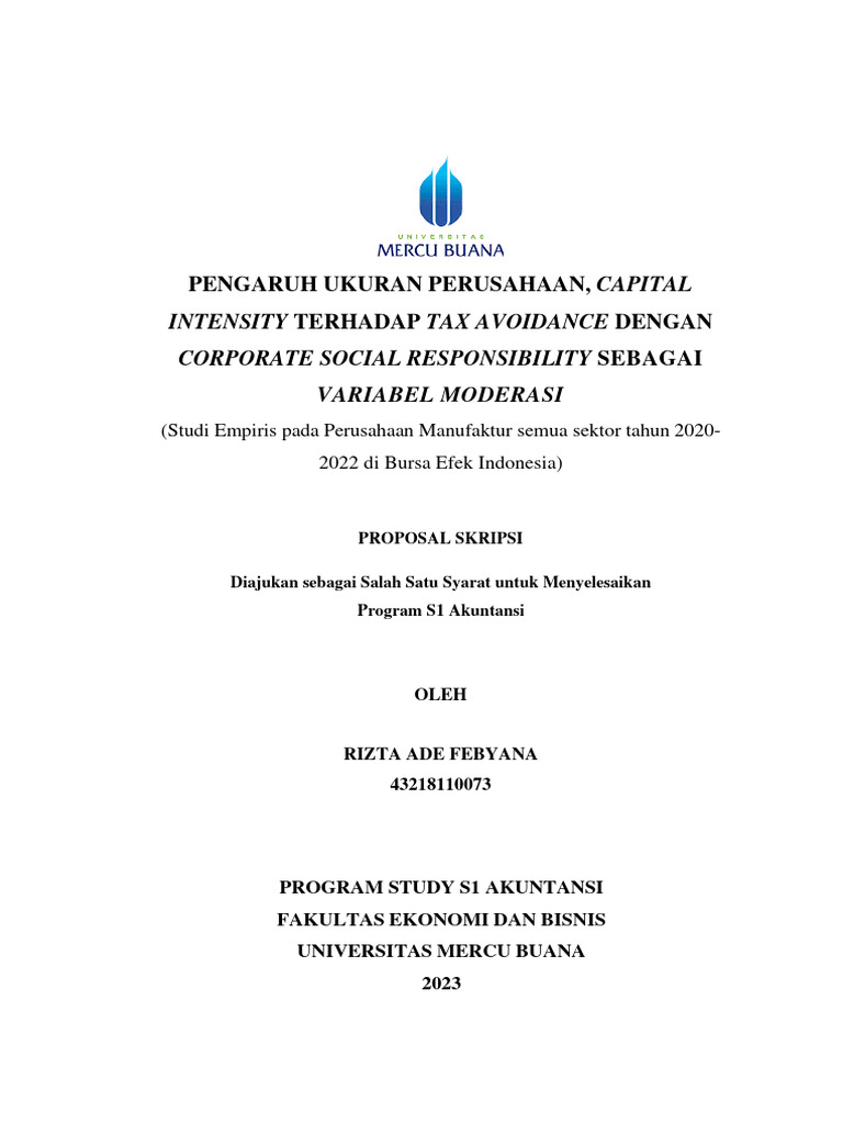 Rizta Ade Febyana Bab 1-3 Revisi Sempro | PDF | Bisnis | Pengelolaan Keuangan & Uang