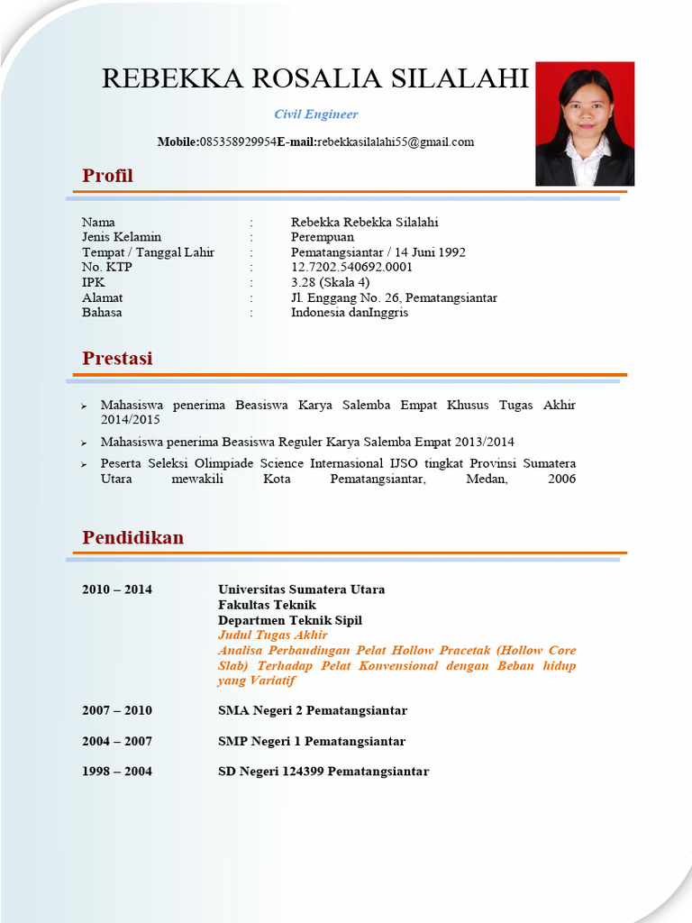 Curriculum Vitae Rebekka | PDF | Seni | Komputer