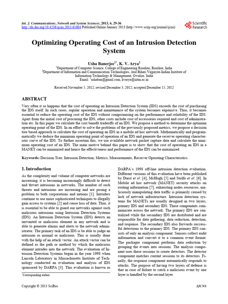 Optimizing Operating Cost of An Intrusion Detection System | PDF ...