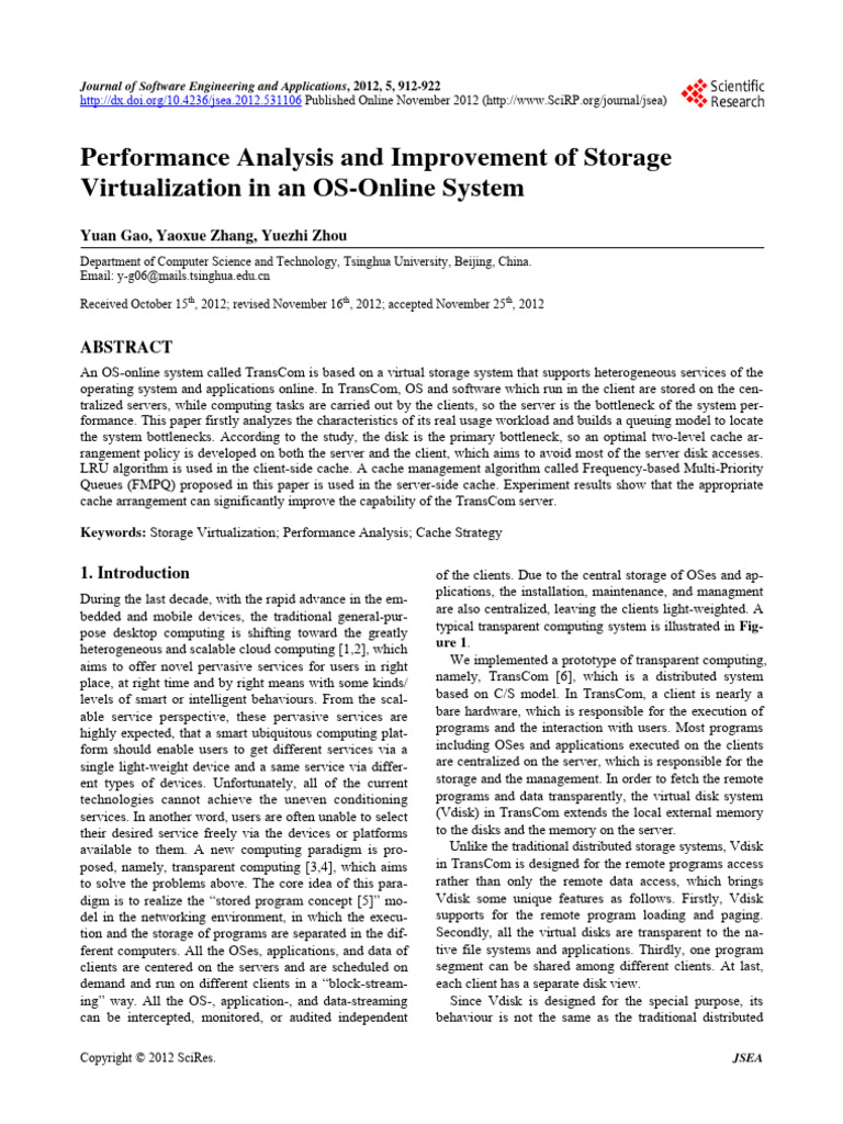 Performance Analysis and Improvement of Storage Virtualization in An OS-Online System | PDF ...
