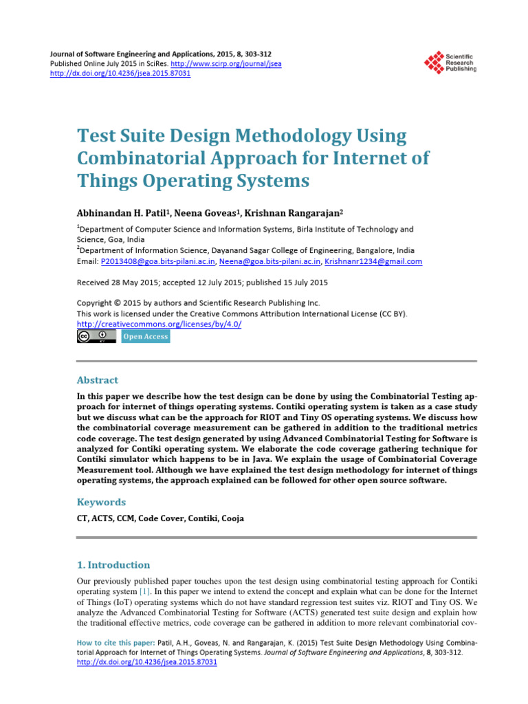 Test Suite Design Methodology Using Combinatorial Approach For Internet ...