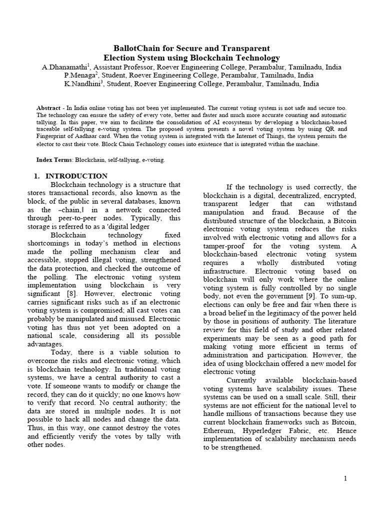 Blockchain-Based E-Voting System | PDF | Electronic Voting | Voting