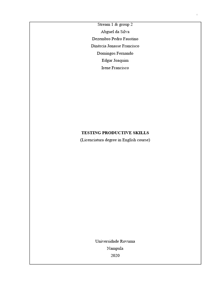Testing Productive Skills in English | PDF | Error | Learning