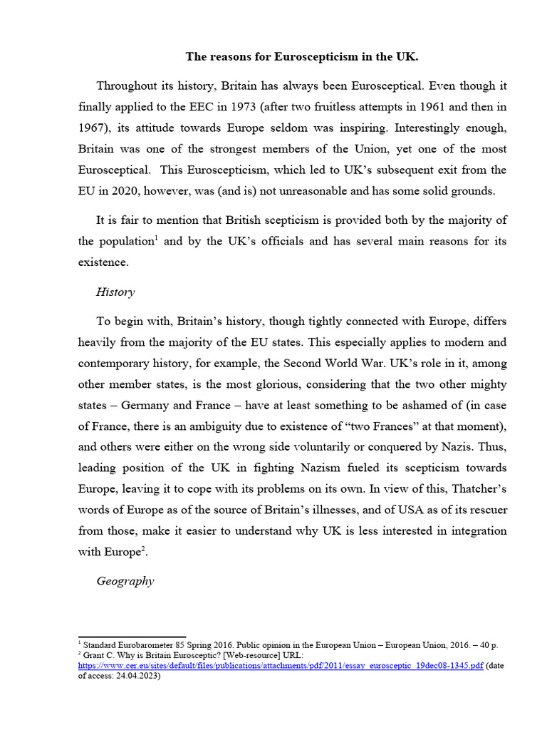 Understanding UK Euroscepticism Reasons | PDF | European Union | United ...