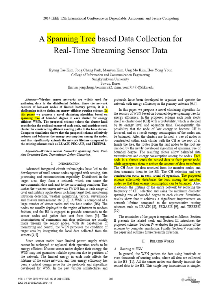 [36] A Spanning Tree Based Data Collection For Real Time Streaming Sensor Data Pdf Wireless