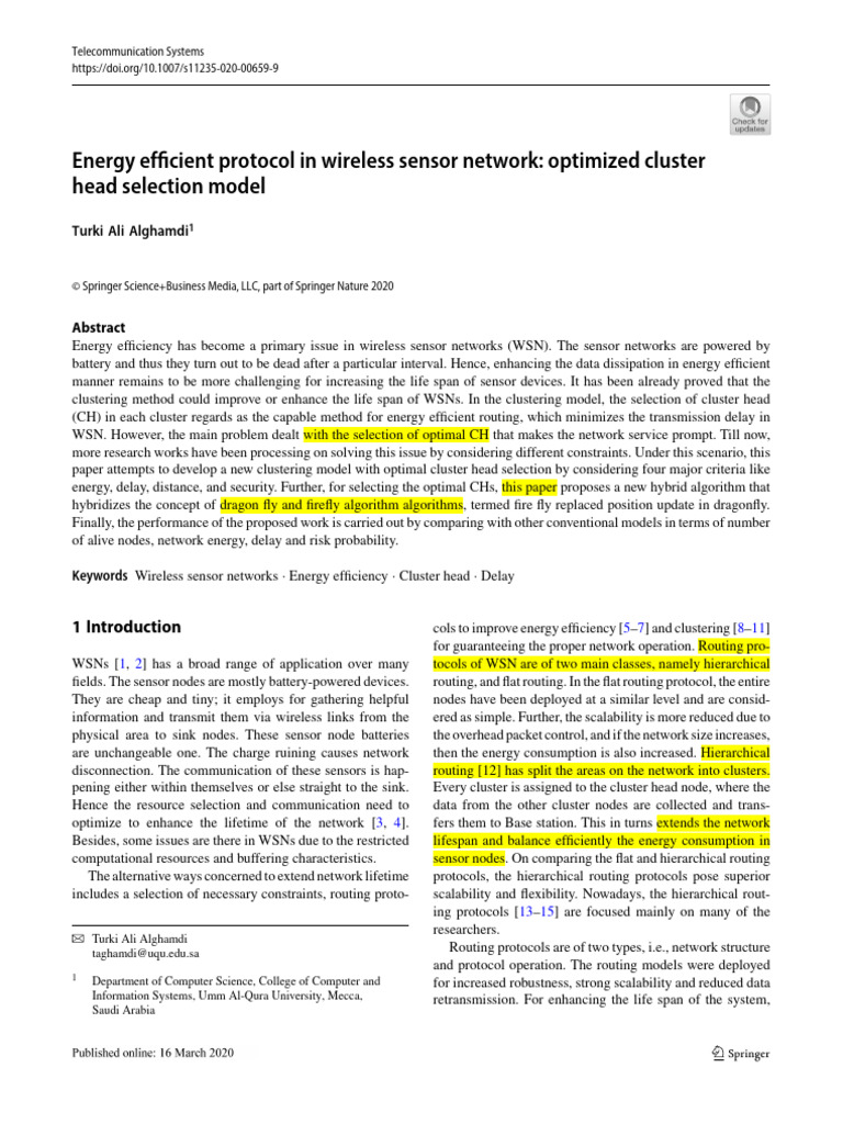 32 Springer Energy Efficient Clustering Routing Protocol In Wireless Sensor Networks
