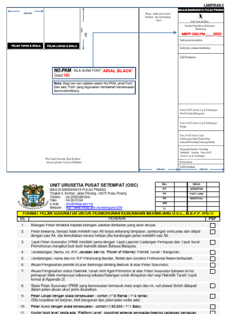 Format Pelan Susunatur Permohonan | PDF
