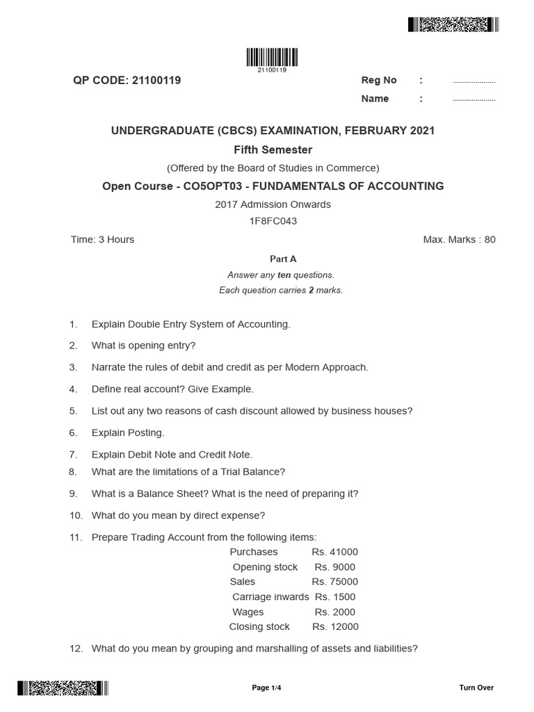 Fundamentals of Accounting Exam 2021 | PDF | Debits And Credits ...