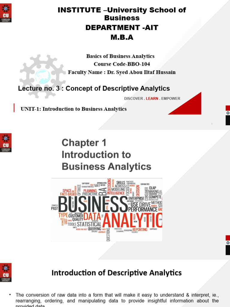 Lecture No - 3 | PDF | Data Analysis | Analytics
