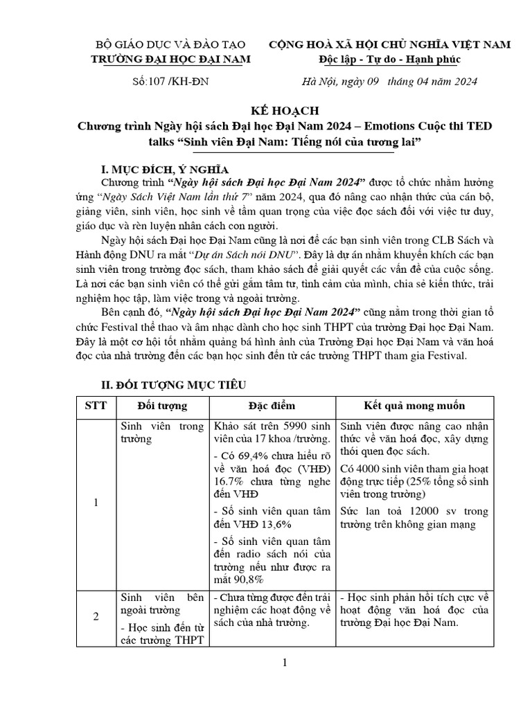 TB 107 Chương Trình Ngày Hội Sách Đại Học Đại Nam 2024 - Emotions Cuộc ...