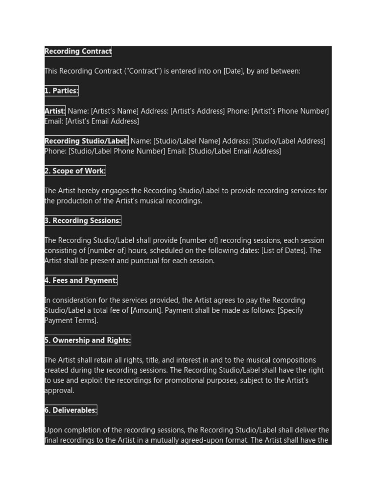 Recording Contract | PDF