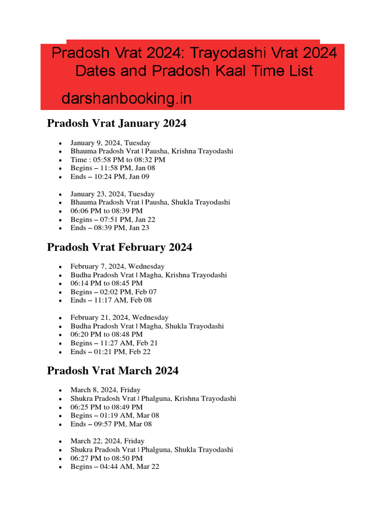 Pradosh-Vrat-2024- | PDF