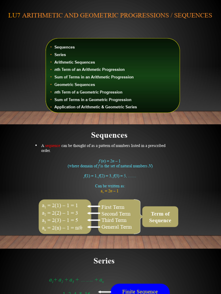 LU7 Arithmetic and Geometric Progressions - Student | PDF | Sequence | Mathematics