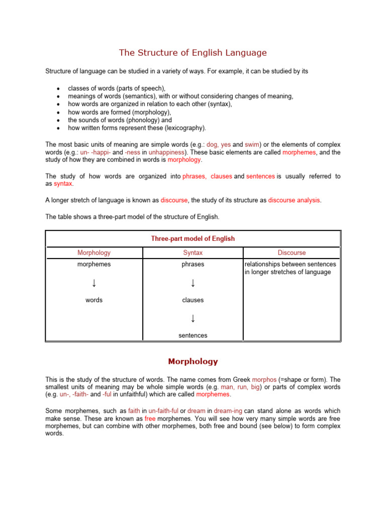 The Structure of English Language | PDF | Verb | Adverb