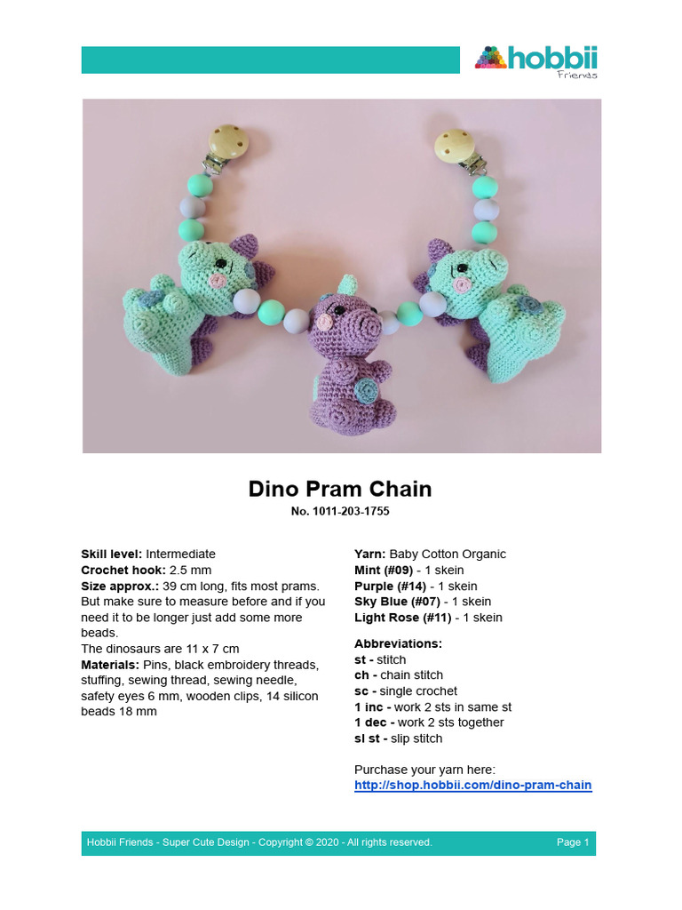 Dino Pram Chain | Download Free PDF | Yarn | Crochet