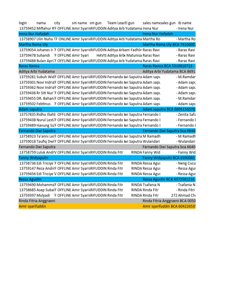 Sales and Team Performance Data | PDF