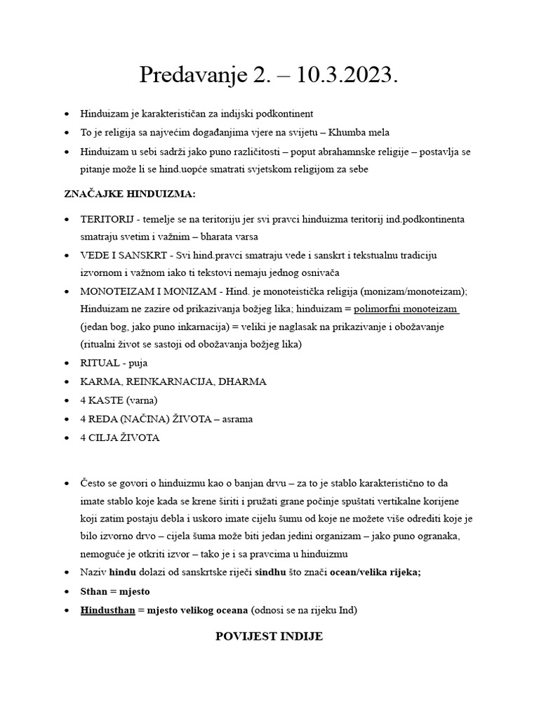 Antropologija Hinduizma 2.predavanje 10.3.2023. | PDF