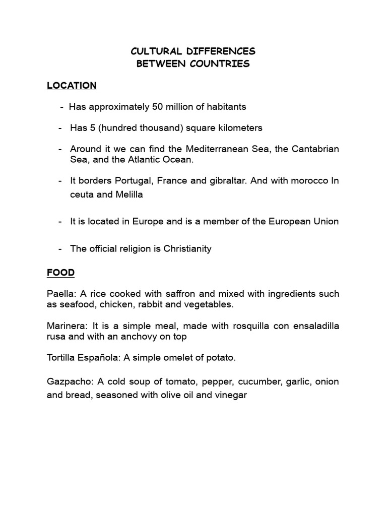 CULTURAL_DIFFERENCES | PDF | Cuisine | Foods
