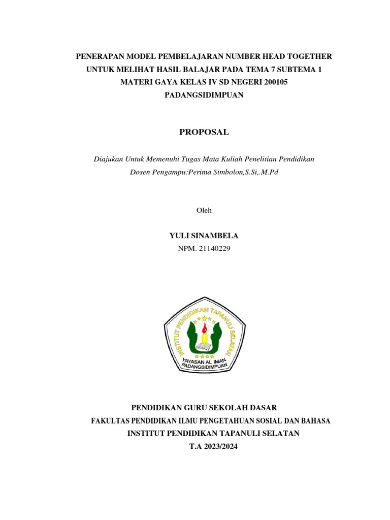 Proposal Yuli Sinambela 21140229 | PDF