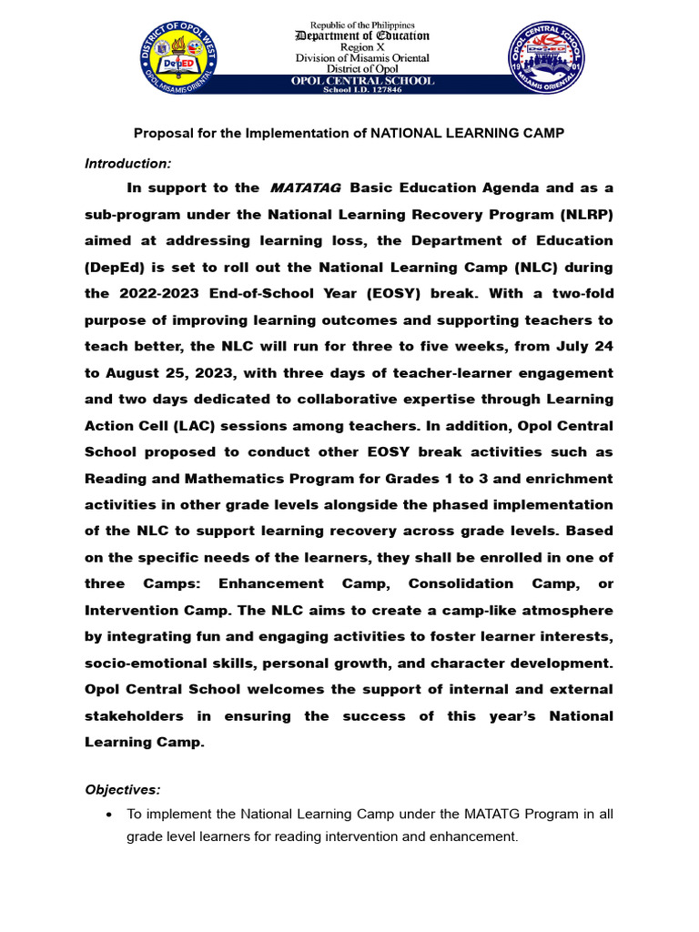 Approved Proposal On Program Implementation NLC | PDF | Learning | Teachers