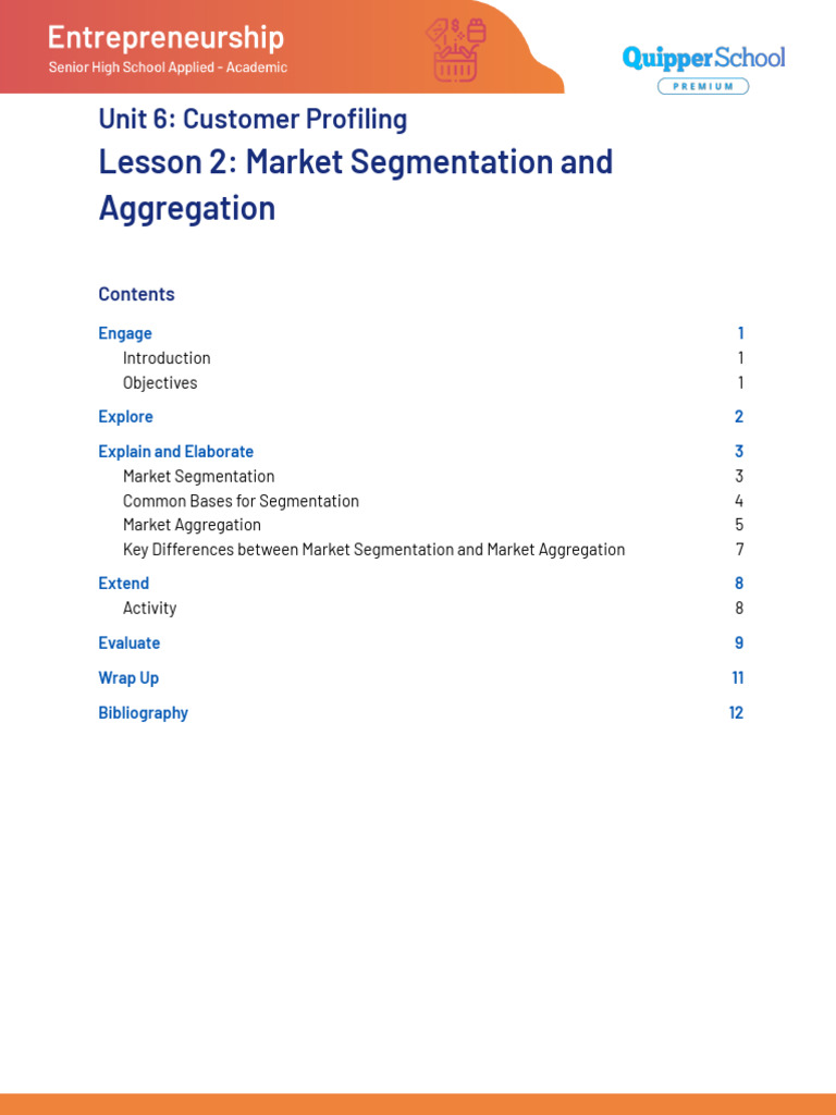 ENT SG Unit6 Lesson2 Final | PDF | Market Segmentation | Marketing