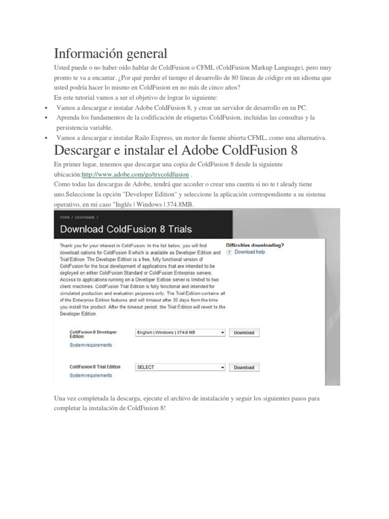 CFML Coldfusion | PDF | Servidor web | Internet y web