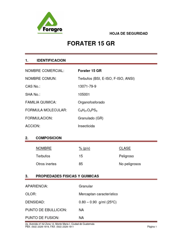 Terbufos | PDF | Agua | Vómitos