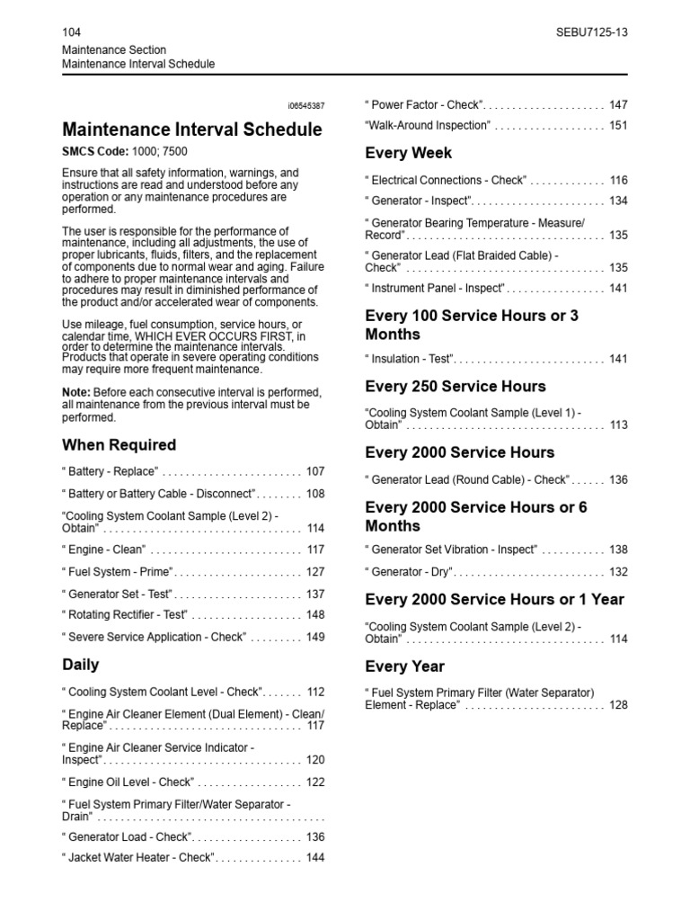 Maintenance Interval Schedule Guide | PDF | Belt (Mechanical) | Engines