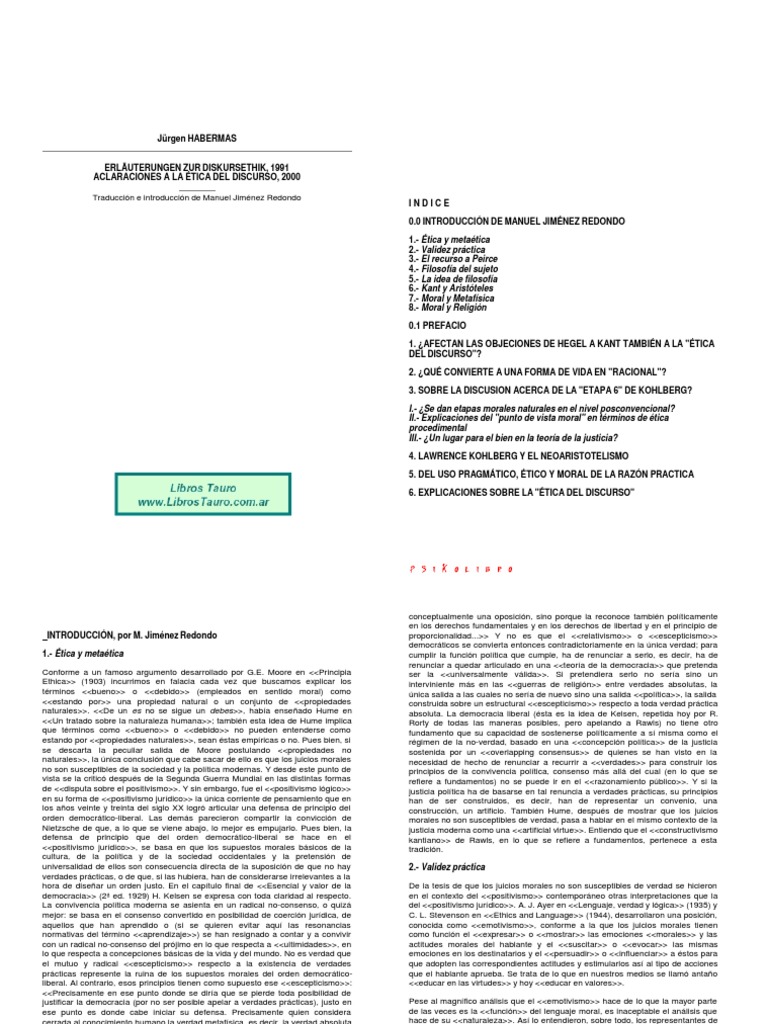 Jurgen Habermas - Etica Del Discurso | PDF