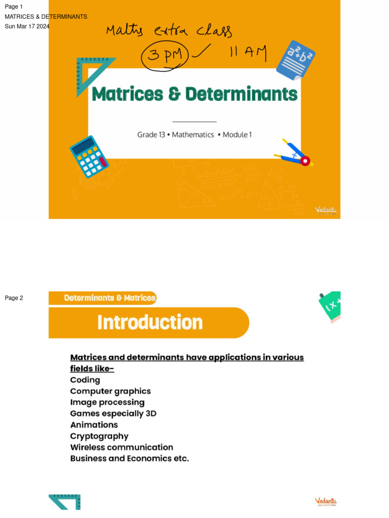 Matrices Vedantu | PDF