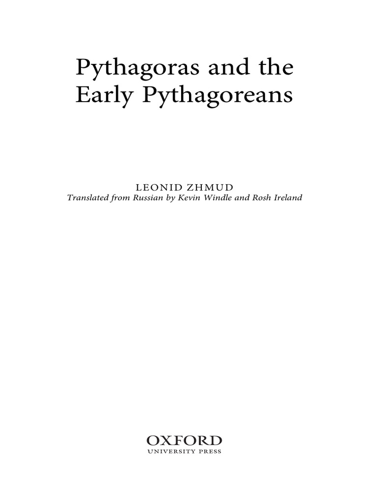 Pythagoras and The Early Pythagoreans | PDF | Pythagoras | Plato